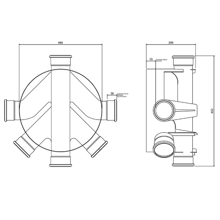 Manhole Chamber Base 5 Inlet Floplast D910 450mm Dia | Speedy Plastics Ltd
